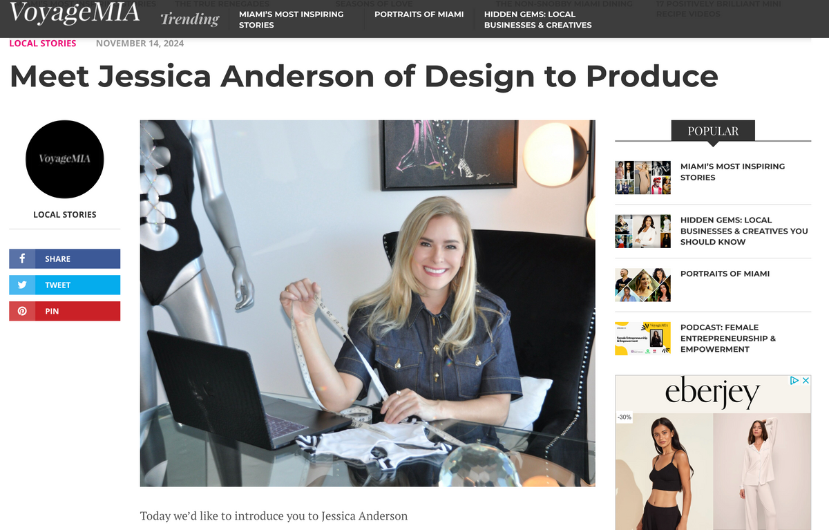 Interview of our Founder Jessica in Voyage Miami – Design to Produce